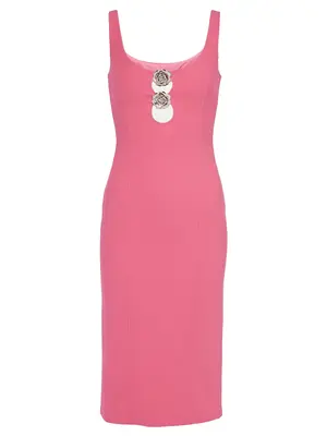 Blumarine Embellished Cutout Midi Dress - Pink