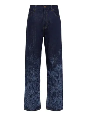 Alanui Jungle Printed High-rise Jeans - Blue
