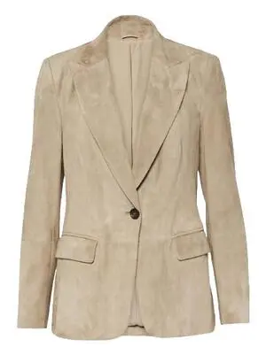 BRUNELLO CUCINELLI Embellished Suede Blazer
