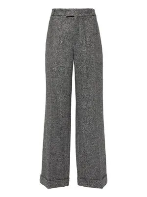 Brunello Cucinelli Herringbone Flared Trousers - Grey