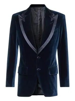 TOM FORD Atticus Velvet Tuxedo Jacket - Blue