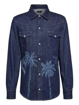Alanui Jungle Printed Denim Shirt - Blue