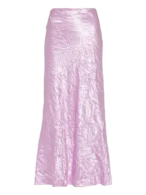 Attico Crinkled Satin Slip Skirt - Pink