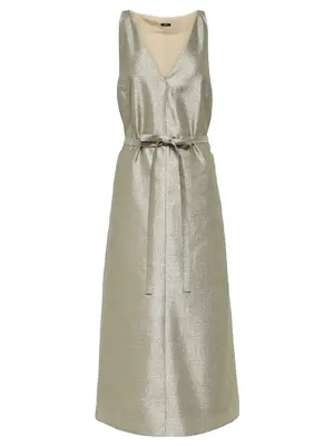 JOSEPH Desiree Metallic Midi Dress - Silver