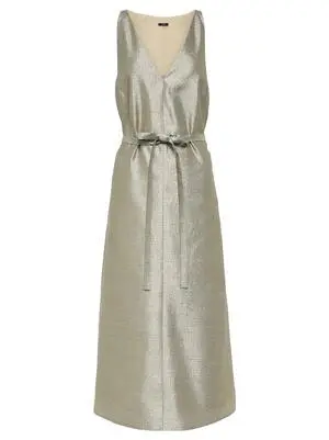 JOSEPH Desiree Metallic Midi Dress - Silver