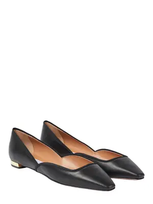 AQUAZZURA Maia Leather Ballet Flats - Black