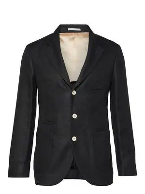 Brunello Cucinelli Linen, Wool, And Silk Blazer - Black
