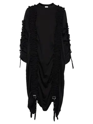 Noir Kei Ninomiya Ruched Cotton Midi Dress - Black