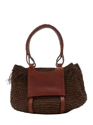 Johanna Ortiz Johanna Ortiz Eclipse Solar Raffia And Leather Tote Bag Brown