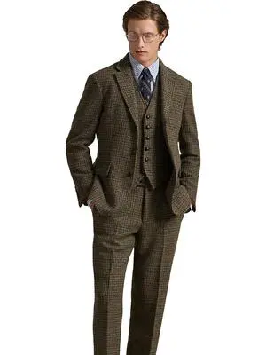 Ralph Lauren Plaid Wool Tweed Suit Trousers - Loden Multi