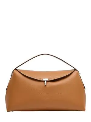 TOTÊME T-Lock Top Handle Bag In Pebble Grain Leather Tan
