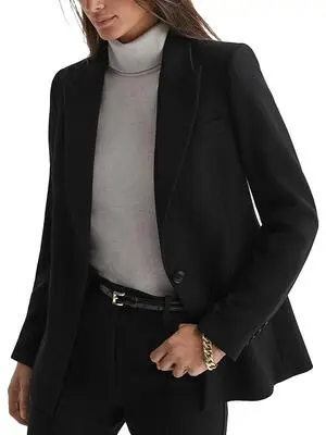 REISS Gabi Single Breasted Jacket - Black