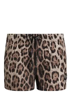 Dolce & Gabbana Leopard Print Swim Trunks - Animal Print