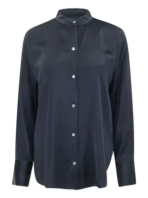VINCE Vince Band-Collar Satin Shirt