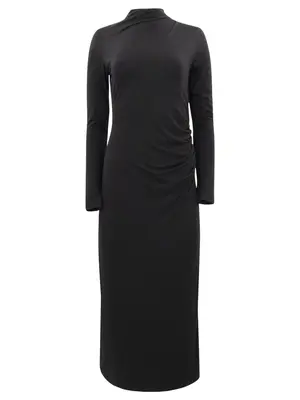 Vince Ruched Detail Flared Midi Dress - Black