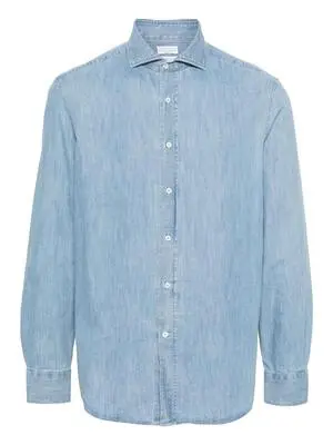 Brunello Cucinelli Spread-collar Denim Shirt - Blue