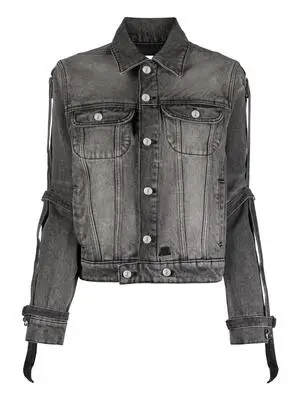 COURREGES Strap-embellished Denim Jacket - Grey