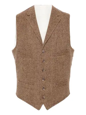 Polo Ralph Lauren Herringbone Wool Waistcoat - Brown