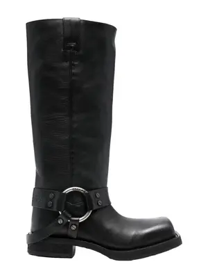 Acne Studios 30mm Square-toe Leather Boots - Black