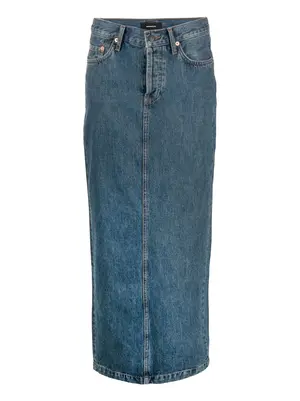 Wardrobe.NYC Denim Column Maxi Skirt - Blue