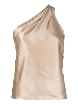 Michelle Mason Asymmetric Halterneck Silk Top - Gold
