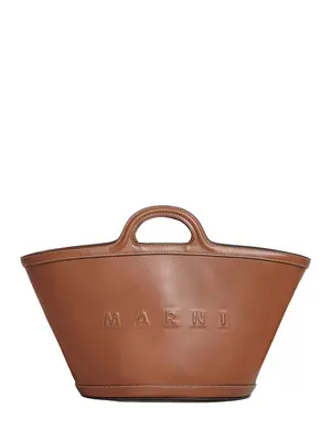 Marni Small Tropicalia Leather Tote Bag - Brown