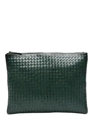 Dragon Diffusion A4 Interwoven Leather Clutch - Green