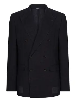 Dolce & Gabbana Double-breasted Linen Blazer - Blue