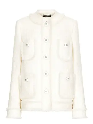Dolce & Gabbana Dna Round-neck Tweed Jacket - Neutrals