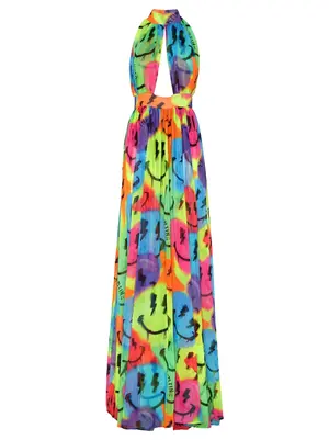 Philipp Plein Smile Chiffon Maxi Dress - Blue