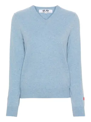 Play Comme Des Garcon Heart Logo Wool Jumper - Blue