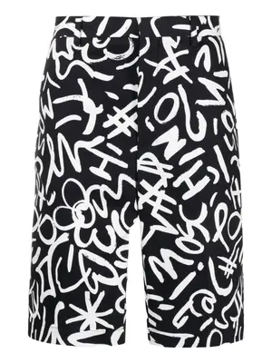 Moschino Monogram-print Chino Shorts - Black