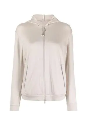 Brunello Cucinelli Monili Bead-embellished Zip Hoodie - Neutrals