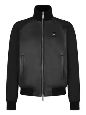 Dsquared2 Panelled Leather Track Jacket - Black