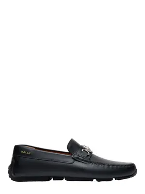 Bally Logo-plaque Leather Loafers - Black
