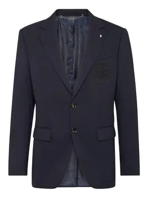 BILLIONAIRE Logo-patch Single-breasted Blazer - Blue