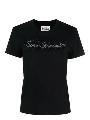 MC2 SAINT BARTH Crystal-embellished Cotton T-shirt - Black