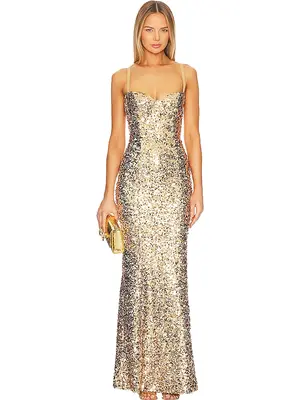 V. CHAPMAN V. Chapman Ruby Dress In Metallic Gold.  Gold