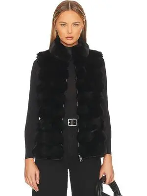 Jocelyn Plush Faux Fur Reversible Vest - Black