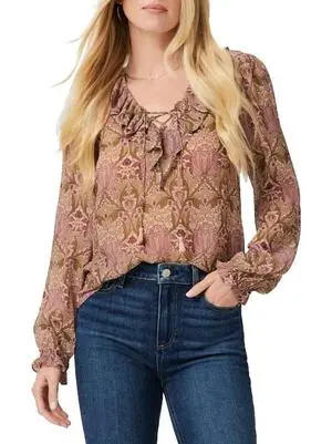 Paige X Morris & Co. Ilara Print Silk Georgette Shirt - Blsh/leaf