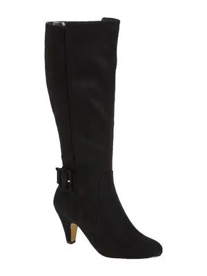 BELLA VITA Troy Knee High Buckle Boot - Blk Suede