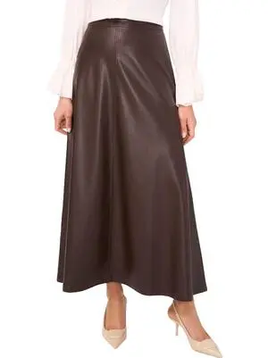Vince Camuto Faux Leather A-line Skirt - Espresso