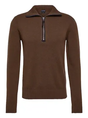 TOM FORD Wool-blend Half-zip Sweater - Brown