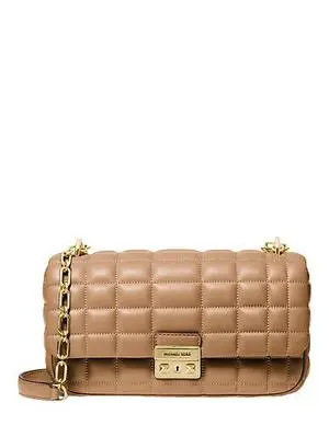 Michael Kors Tribeca Large Quilted Leather Shoulder Bag - Natural
