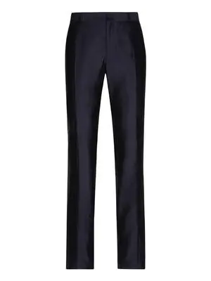 DOLCE & GABBANA Pressed-crease Silk Tailored Trousers