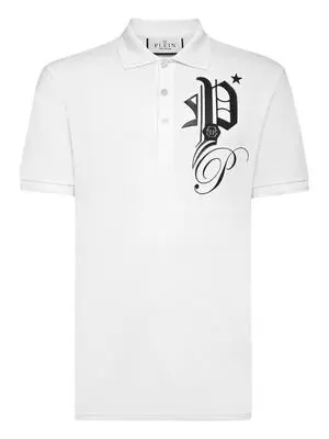 Philipp Plein Gothic Plein Cotton Polo Shirt - White