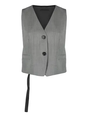 Helmut Lang Herringbone Cut-out Vest - Black