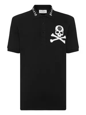 Philipp Plein Skull-print Cotton Polo Shirt - Black