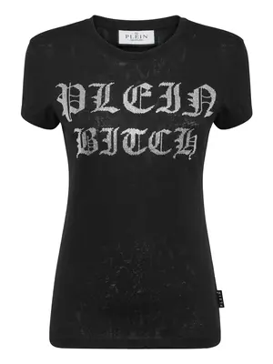 Philipp Plein Pure Gothic Plein Crystals-embellishment Burn Out T-shirt - Black