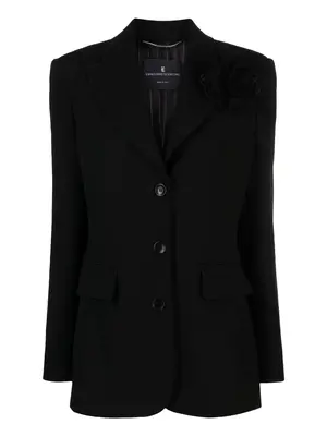 Ermanno Scervino Floral-appliqué Single-breasted Blazer - Black